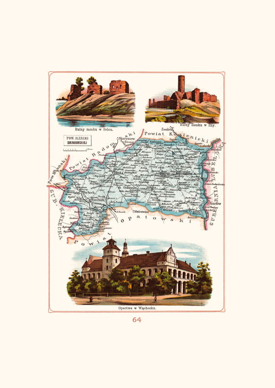 Mapa - Iłża, powiat iłżecki, gubernia radomska A3 Stylowy Dwór